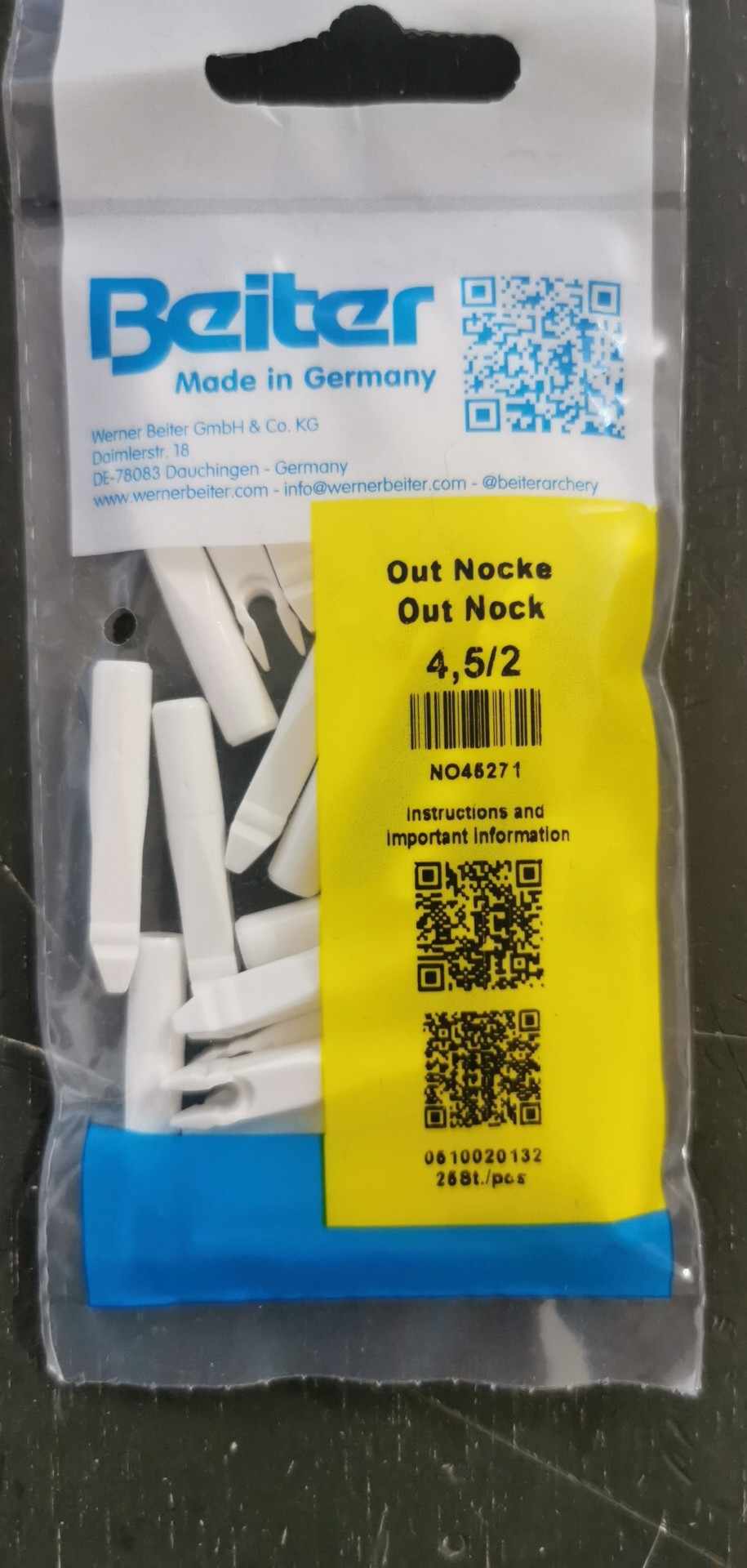 Beiter Outsert nock Asymmetric X10 #2 25 pack 4.5/2